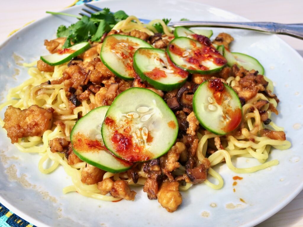 Tofu Ramen with Cucumbers & Chili Crisp - My Lilikoi Kitchen