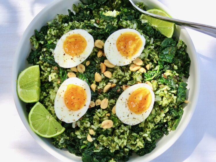 Green Rice & Jammy Eggs - My Lilikoi Kitchen