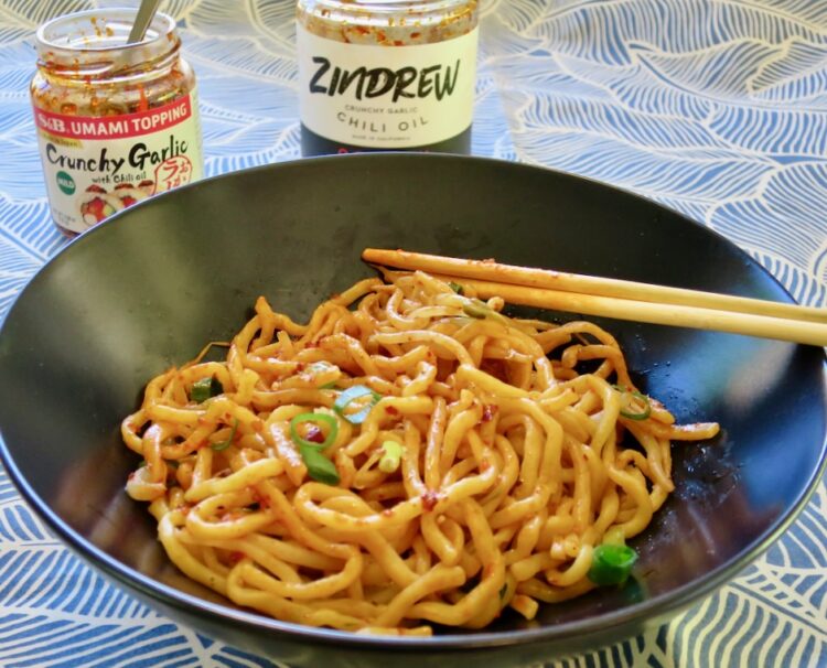 Dry Mein with Crunchy Bean Sprouts & Chili Crisp - My Lilikoi Kitchen