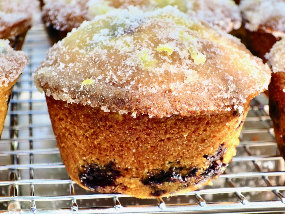 Corn & Blueberry Muffins with Lemon Sugar - My Lilikoi Kitchen